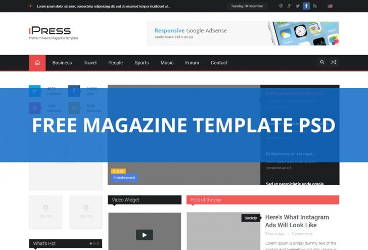Magazine Blog Template PSD