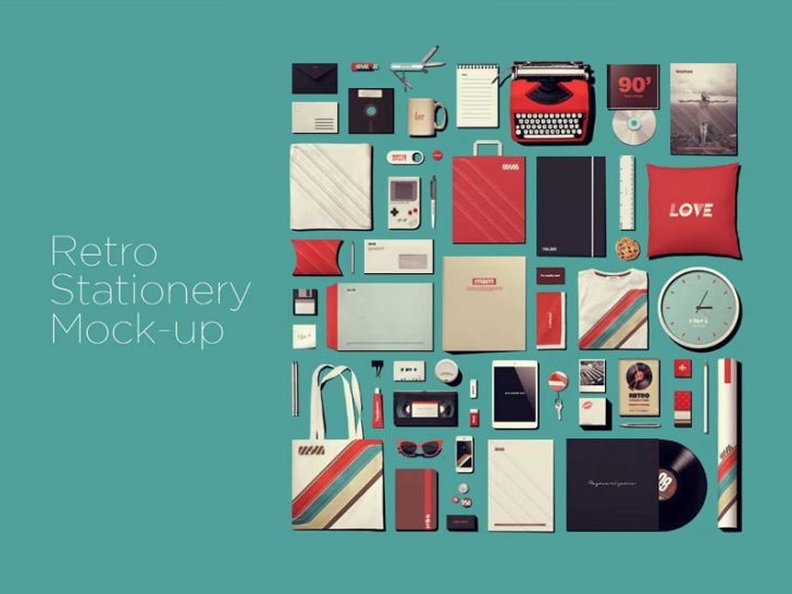 Free Retro Stationary MockUp