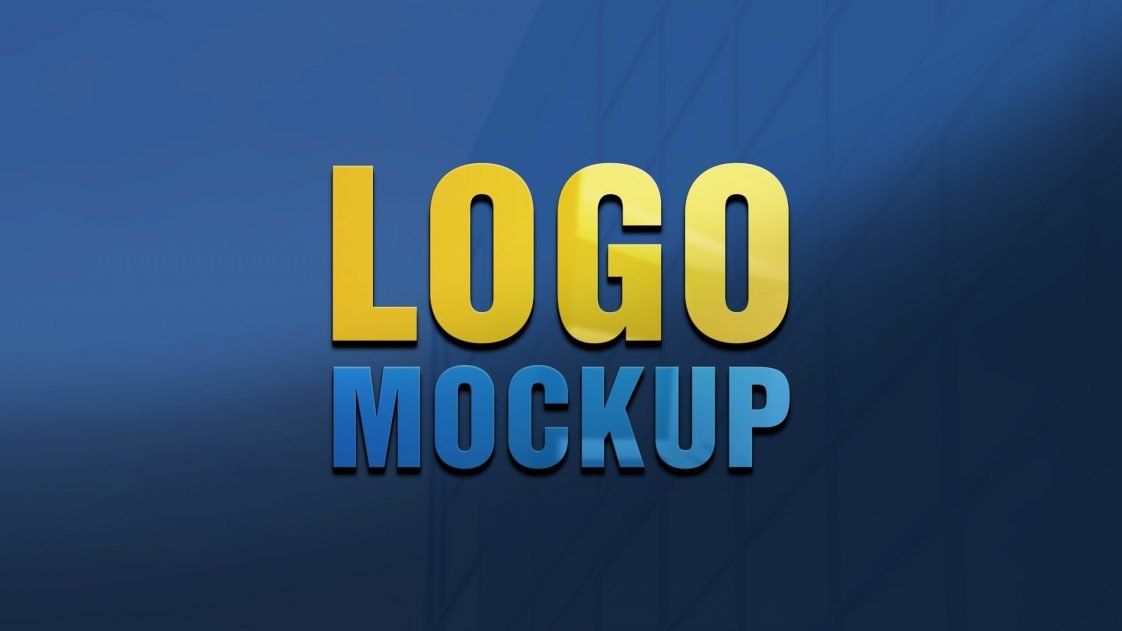 Free 3D Glass Window Logo MockUp - Left Facing